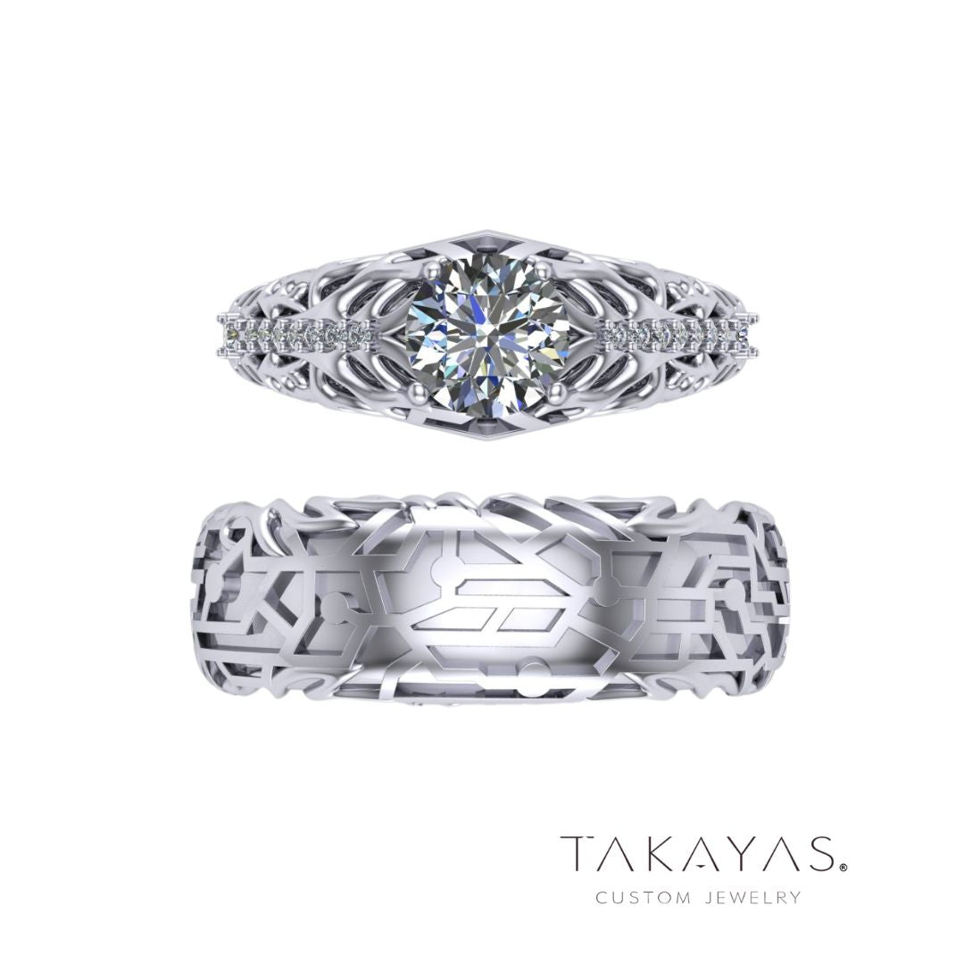 Elegant Elvish Tech and Neuroscience Inspired Wedding Rings – Beyond By ...