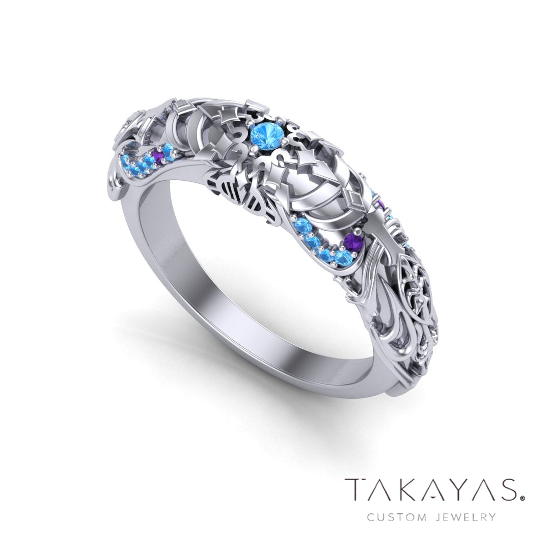 Matching FFXIV Inspired Wedding Bands – Hers: Bard & Dancer – Beyond By ...